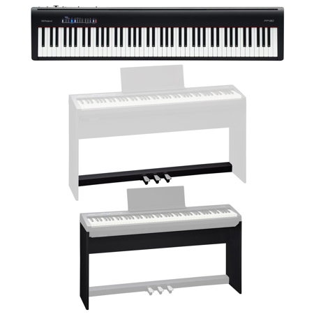 Roland FP-30 Portable 88 Key Digital Piano with Stand & Pedal Board, Black