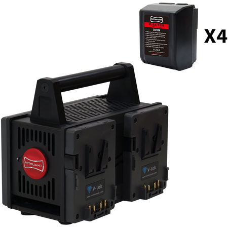 Rotolight 4-Bay V-Lock Regulated Adapter with 4x 155Wh Battery for ...