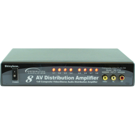 Shinybow 1x8 Composite Video and Stereo Audio Distribution Amplifier