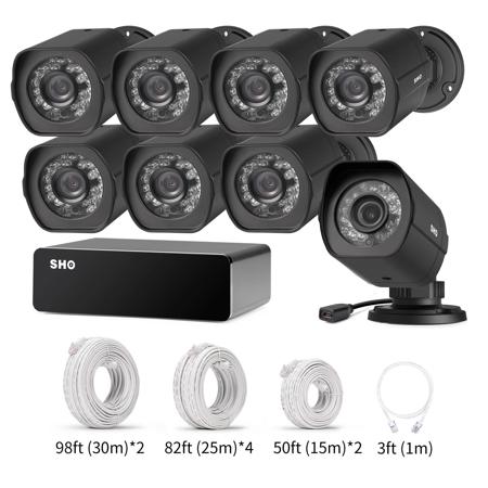 SHO sPoE Security System, 8x 720p Outdoor Cameras & 8 Ch sPoE Repeater