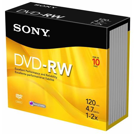 Sony 10DMW47SS DVD-RW Re-Recordable DVD 4.7GB Discs, 10 Pack - Adorama