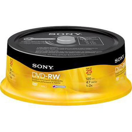 Sony 4.7GB DVD-RW Rewritable Recordable Disc, 25 Pack - Adorama