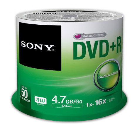 Sony 16x DVD+R 4.7GB Recordable DVD Media, 50 Pack Spindle - Adorama