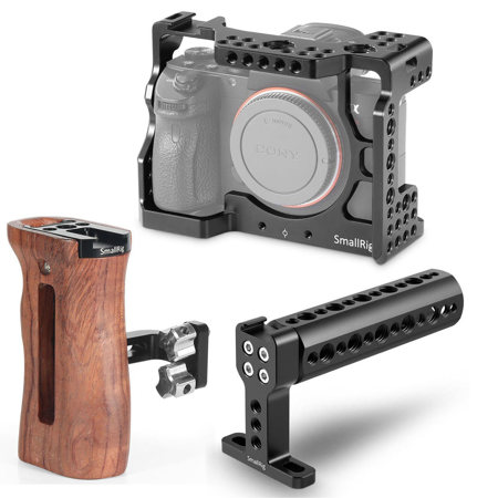 SmallRig Wooden Universal Side Handle W/Camera Cage for Sony A7 /Top ...