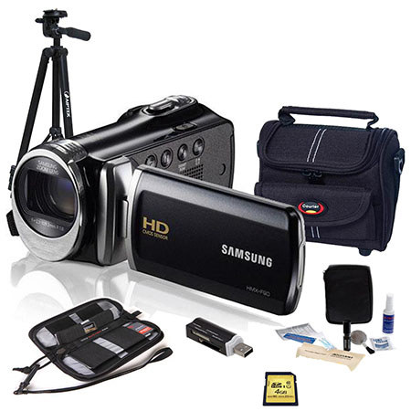 Samsung HMX-F90 HD Camcorder, Black, Bundle w/Case, 4GB Card, Tripod & MORE