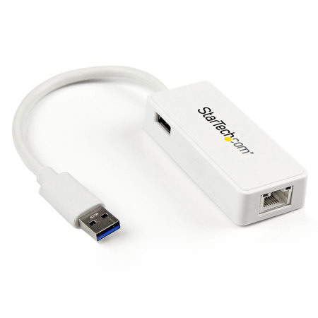 StarTech USB 3.0 to Gigabit Ethernet NIC Adapter with USB Port, White