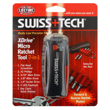 Swiss+Tech RDTCSBK XDrive 7-in-1 Micro Ratchet Tool Set, Black/Red