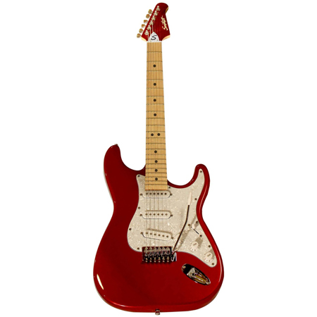 Sawtooth ES Electric Guitar, Candy Apple Red with Pearl White Pickguard