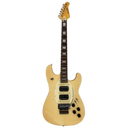 Sawtooth ES Hybrid Series Electric Guitar with Gig Bag, Natural Flame Maple
