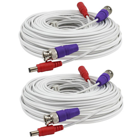 Swann 2 Pack BNC Security Extension Cable, 100', White - Adorama