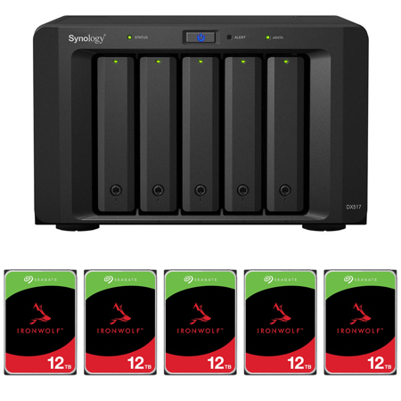 Synology DX517 5-Bay Expansion Unit w/5x IronWolf 12TB Internal NAS ...