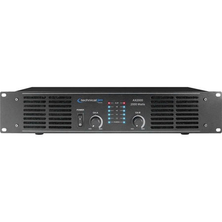 Technical Pro AX2000 2U Professional 2CH Power Amplifier, Black