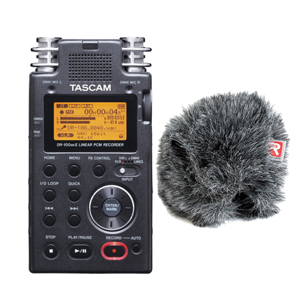 Tascam DR-100 2-Channel Linear PCM Recorder W/Rycote Mini Windjammer ...