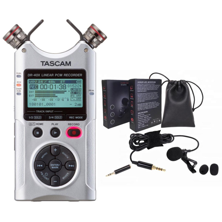 Tascam DR-40X 4-Track Audio Recorder and USB Audio Interface, Silver