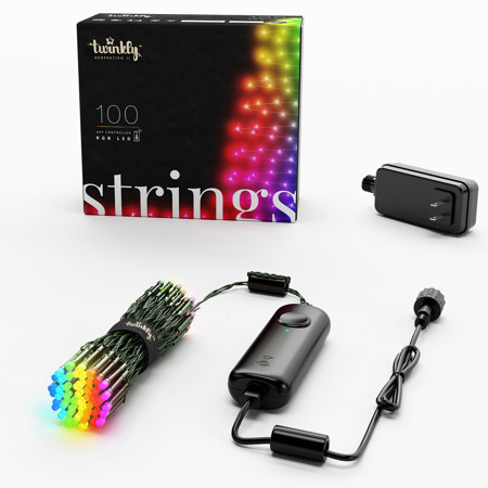 Twinkly Strings Gen II 26' 100 RGB Multicolor LED Light, Black/Green Wire