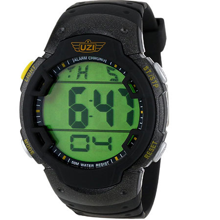 UZI Gaurdian Digital Men's Watch with Rubber, Black - Adorama