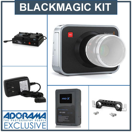Blackmagic Design Camera EF Mount, Bundle w/JetPack, V-Mount Battery, Rod Clamp CINECAM26KEF E