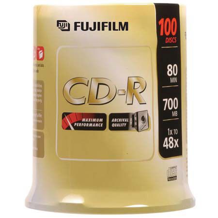 Fujifilm 80 Min, 48x, 700MB CD-R Disc, 100 Pack - Adorama