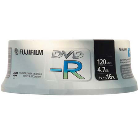 Fujifilm DVD-R, 120 Minute, 4.7 GB, 16x, 10 Disc Pack on Spindle #25302710