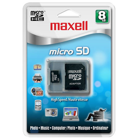 Maxell 8GB Micro SD Class 4 Memory Card + Adapter 502002 - Adorama