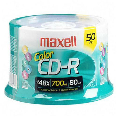 Maxell 700MB 48x Color CD-R Disc, 50 Pack Spindle 648251 - Adorama