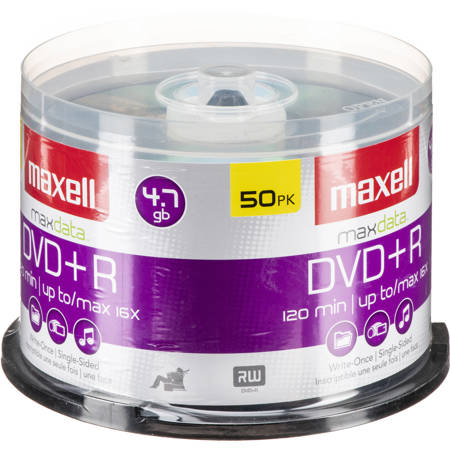 Maxell DVD+R 16x Recordable Media 50 Pack Spindle - Adorama