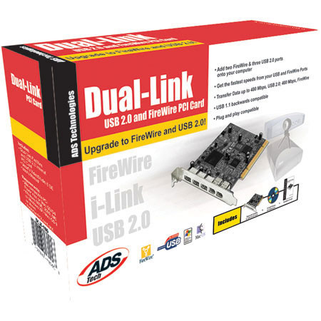 ADS Tech Pyro Dual Link PCI Card for Mac & PC with 2 FireWire Ports & 3 ...