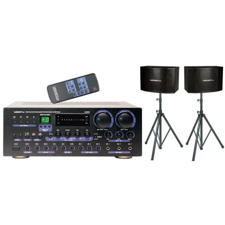 VocoPro ASP-8909 Digital Key Control Mixing Amplifier with 2x Speaker