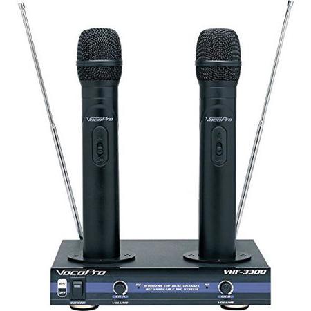VocoPro VHF-3300 2 Channel VHF Rechargeable Wireless Microphone Sys ...