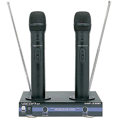 VocoPro VHF-3300 2-Channel VHF Rechargeable Wireless Mic System,2x ...