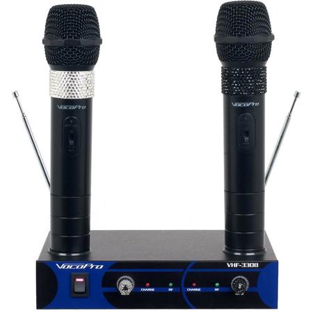 VocoPro VHF-3308 - 3 Dual Channel VHF Rechargeable Wireless Microphone ...