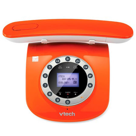 VTech LS6195 DECT 6.0 Retro Cordless Phone, Orange - Adorama