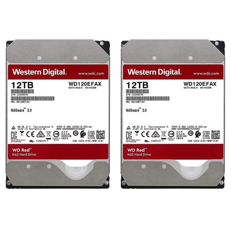 WD 2 Pack 12TB Red 3.5" Internal NAS HDD, 5400 RPM, SATA 6Gb/s