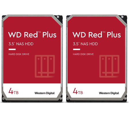 WD 2 Pack Red Plus 4TB 5400rpm SATA III 3.5" Internal NAS Hard Drive