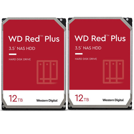 WD 2 Pack Red Plus 12TB 7200rpm SATA III 3.5" Internal NAS Hard Drive