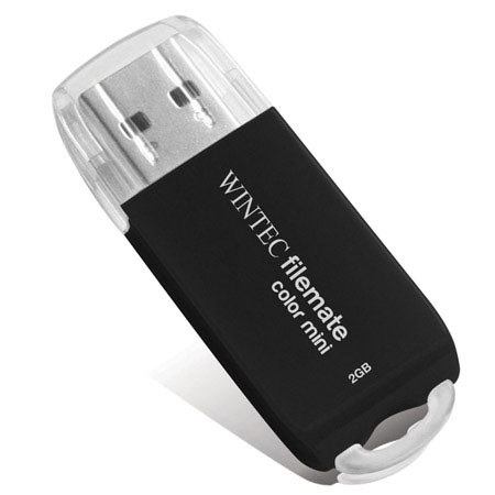 Wintec FileMate 2GB Mini USB Flash Drive, Black 3FMSP01U2BK-2G-R