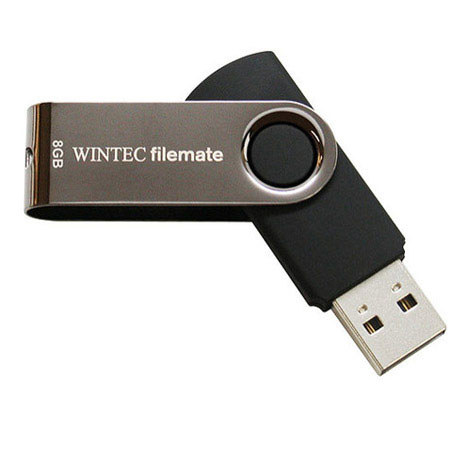 Wintec FileMate 8GB Swivel USB Flash Drive, Black 3FMUSB8GWB-R