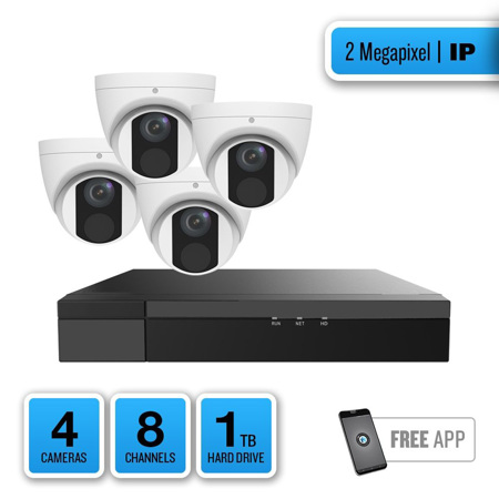Alibi 4K Ultra HD 8-Channel 1TB NVR Security System with 4x 2MP 98' IR ...