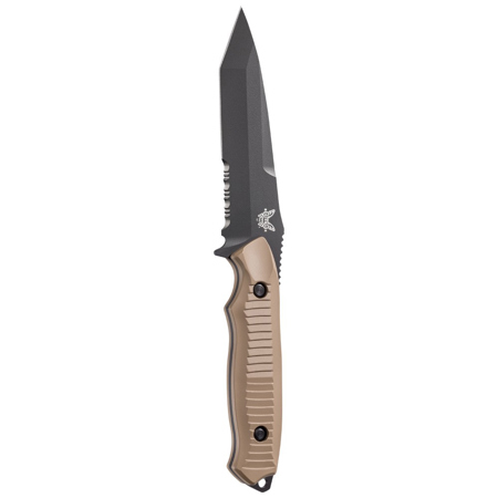 Benchmade 141 Nimravus Fixed Black Blade ComboEdge Serrated Knife, Sand ...
