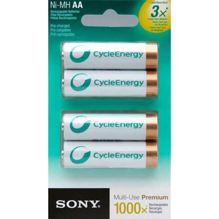 Sony Cycle Energy AA NiMH, 2000 mAh Batteries, 4-Pack - Adorama