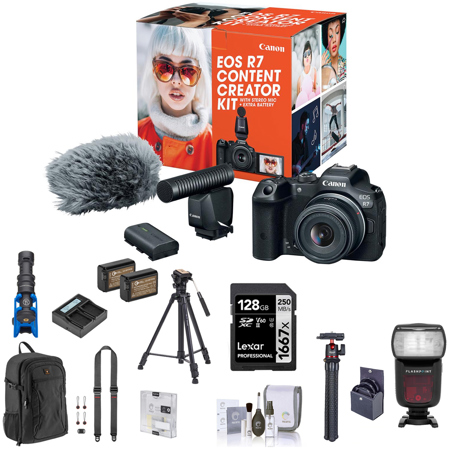 Canon EOS R7 Mirrorless Camera with 18-45mm Lens & Creator Kit, w ...