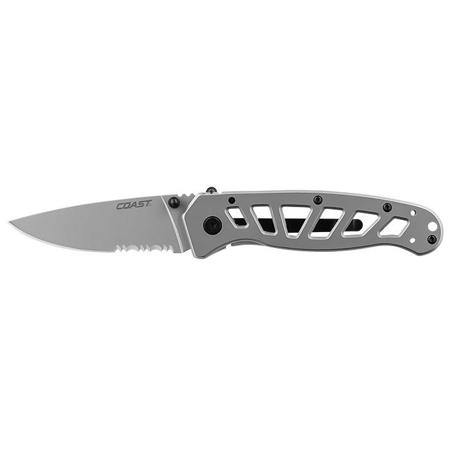 Coast FDX300 Double Lock Folder Stainless Steel Knife, 3" Blade, Silver ...