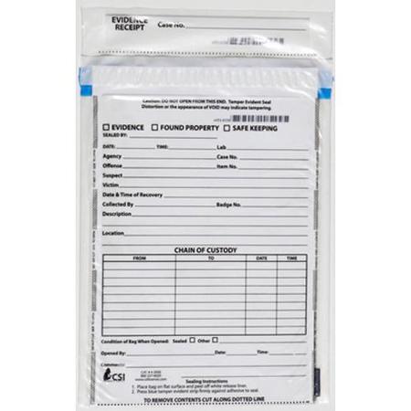 CSI Forensic Supply 10x13" Tamper Evident Bags, Bag Thickness 3 Mil ...
