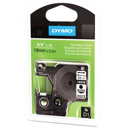 Dymo Permanent High Performance D1 19mm Tape, Black on White - Adorama