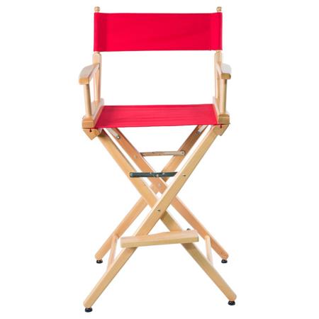 Filmcraft Pro Grade Studio Director's Chair, 30", Natural Wood with Red ...