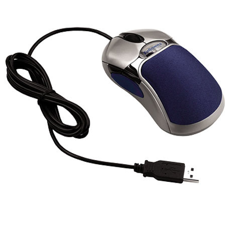 Fellowes HD Precision Mouse - Optical - 5-Button, Silver/Blue 98905