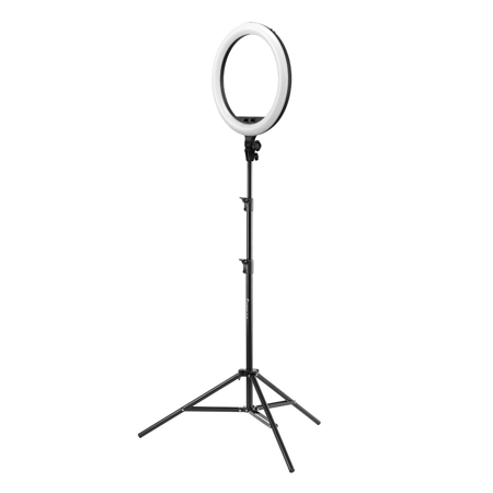 Godox LR150 18" Bi-Color LED Ring-Light,Black,Bundle w/Flashpoint 7' Light Stand LR150 B K1