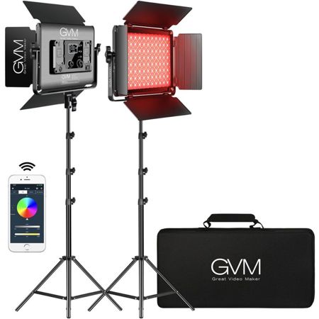 GVM 1000D 45W Bi-Color RGB Studio Soft LED Panel 2-Light Kit GVM-1000D-2L