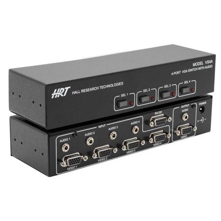 Hall Research 4-Port VGA Switch with Audio & Serial Control VS-4A