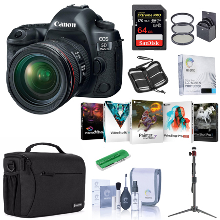 Canon EOS 5D Mark IV DSLR with 24-70mm Lens with Free PC Accessory Bundle